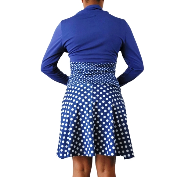 MISSLOOK | Dresses | Mislook Blue White Polka Dot Ruched Dress | Poshmark